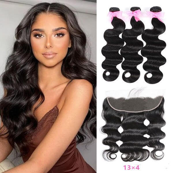 Human Hair Body Wave 3 Bundles & 13x4 Frontal - Hair Packages - IS